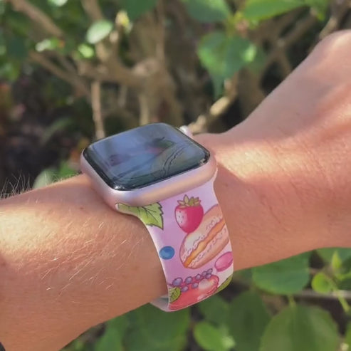 Parisian Macaron Treats Print | Silicone Watch Band for Apple Watch ...